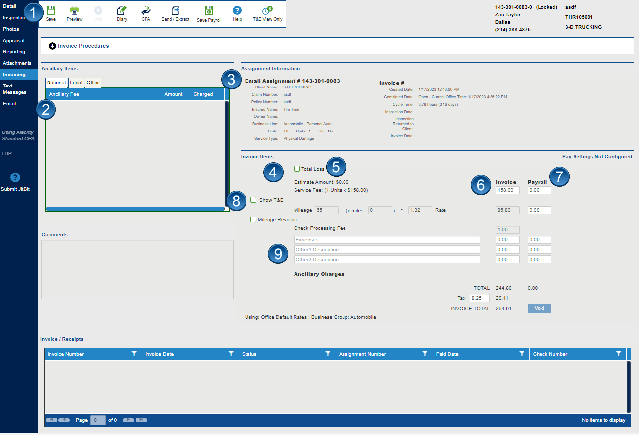 Invoicing Tile Landing Page